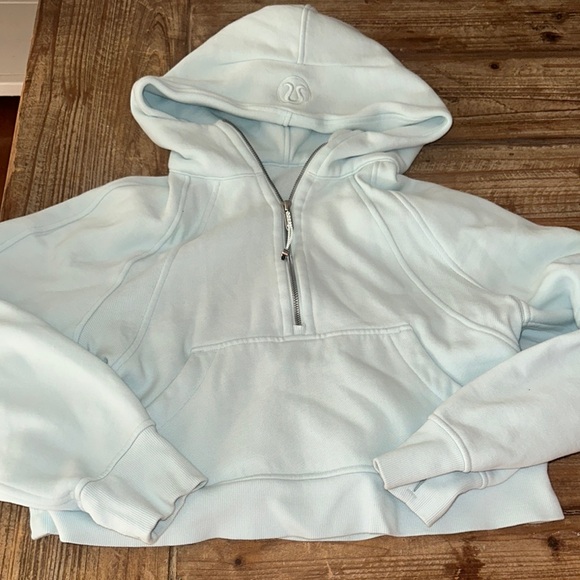 lululemon athletica | Tops | Lululemon Light Blue Cropped Scuba | Poshmark